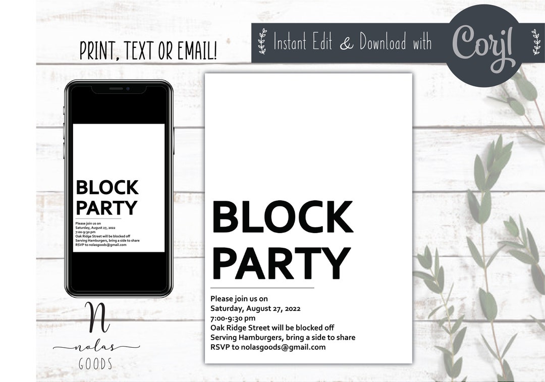 Block Party Invitation Flyer Printable, Neighborhood Block Party ...
