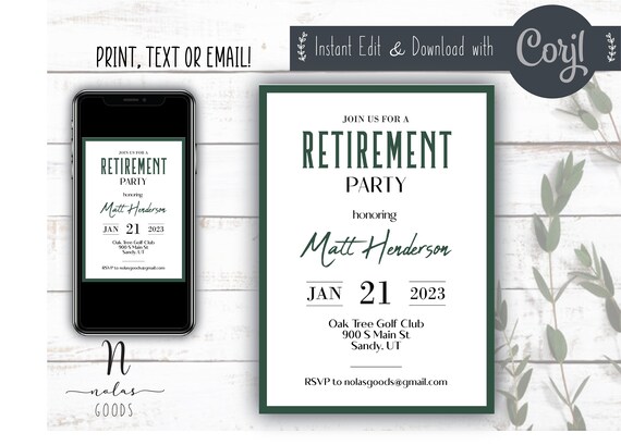 Retirement Invite for Man Retirement Celebration Invitation - Etsy