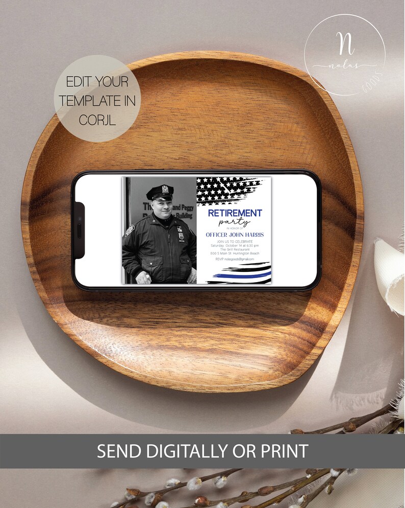 Police Retirement Invitation, Thin Blue Line Invitation, Retirement ...