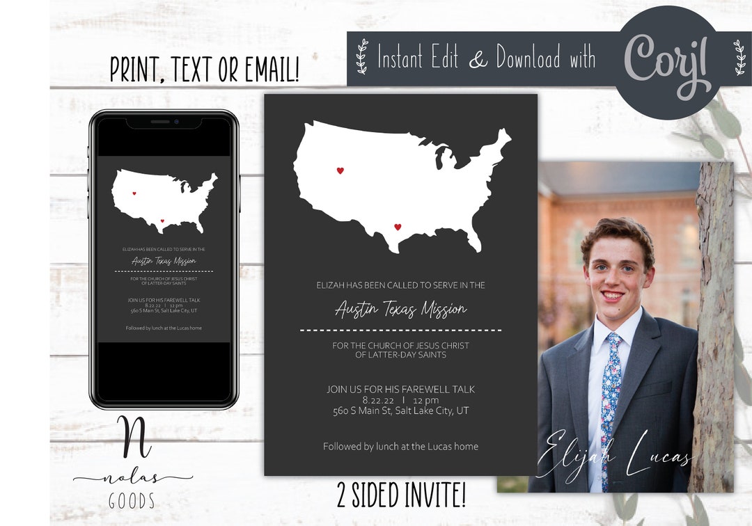 LDS Missionary Announcement Template, Missionary Farewell Invitation ...