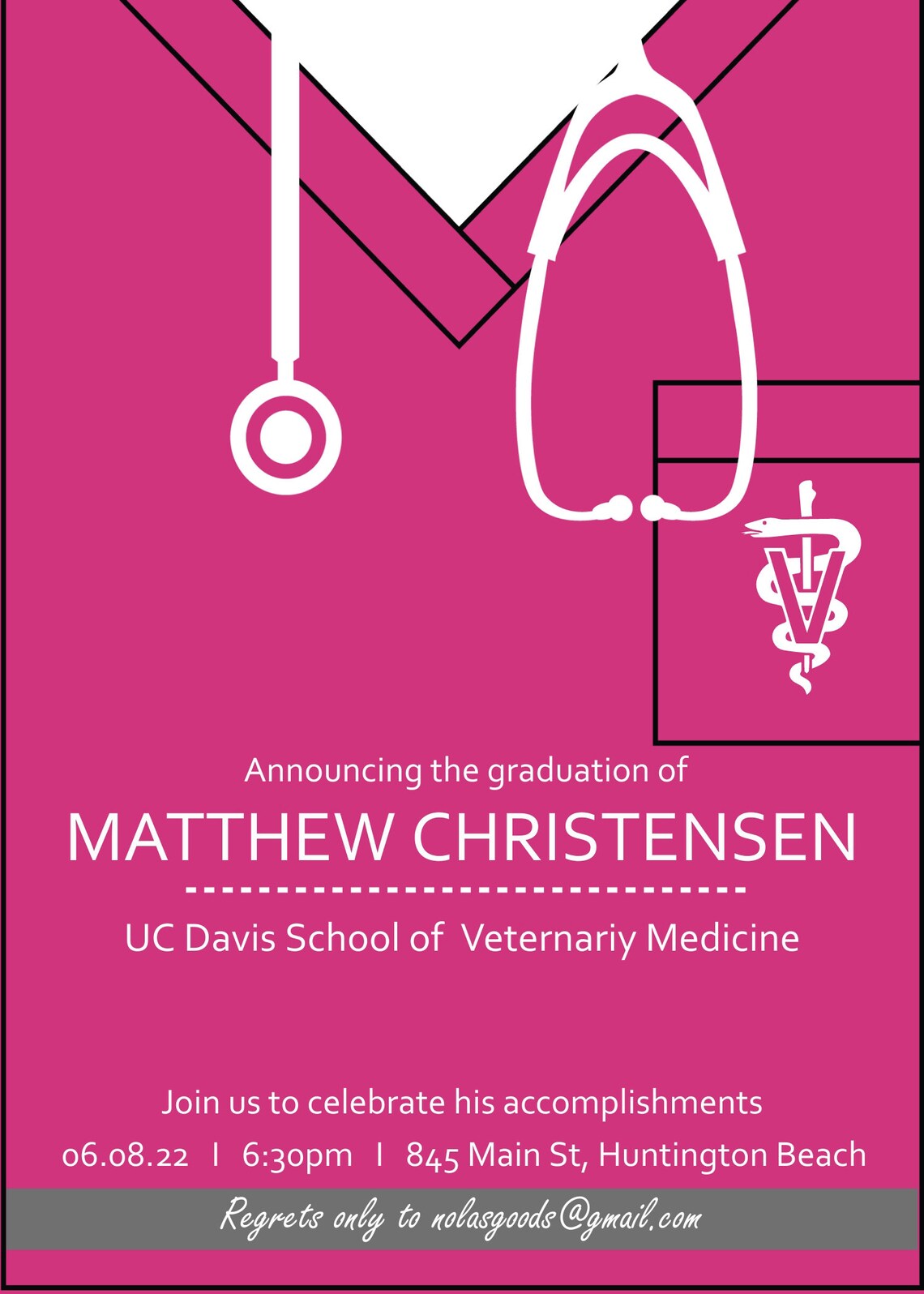 Veterinary School Graduation Invitation Digital Veterinarian | Etsy