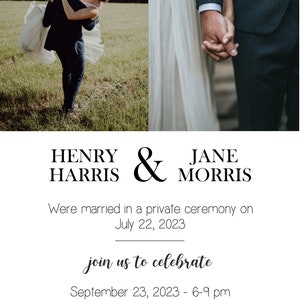 Elopement Party Invitation Reception Invitation Template - Etsy