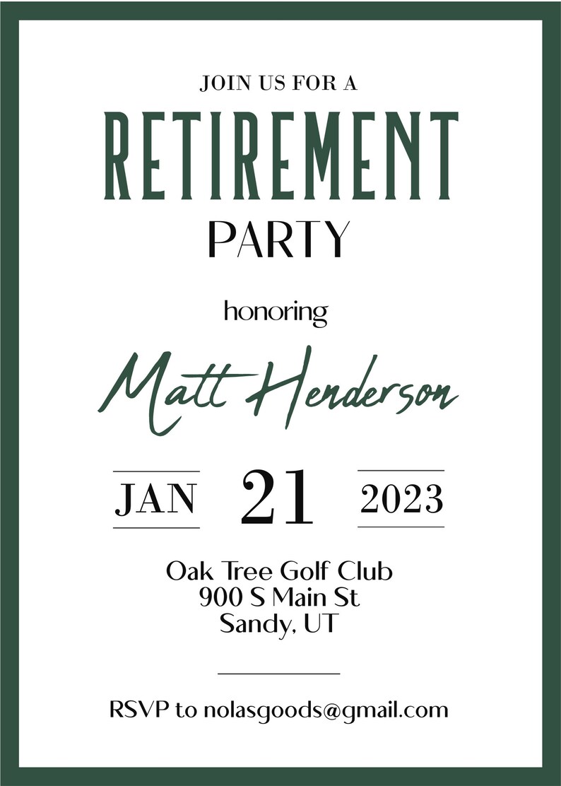 Retirement Invite for Man Retirement Celebration Invitation - Etsy