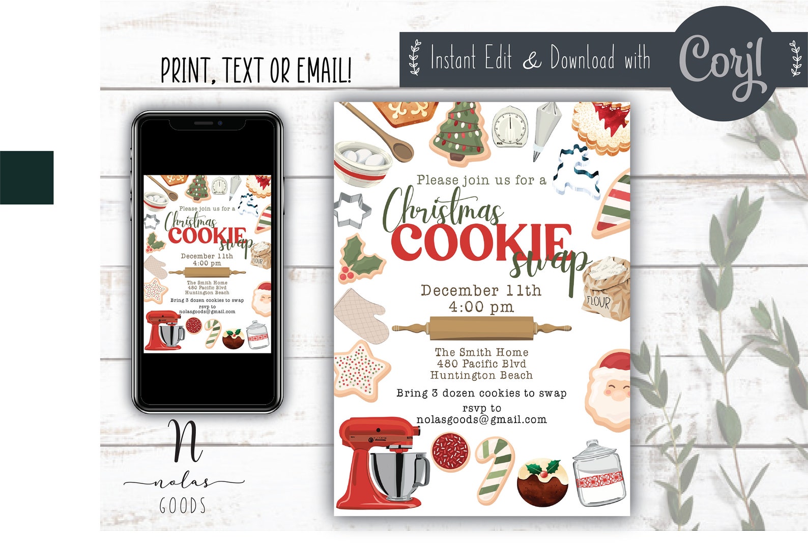 Cookie Swap Invitation Template Christmas Cookie Exchange - Etsy
