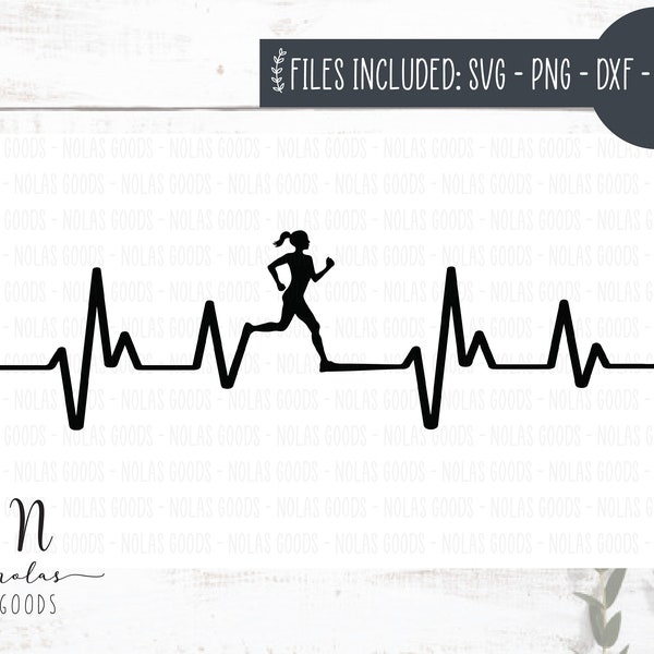 Female Runner Heart Beat Dxf - Etsy