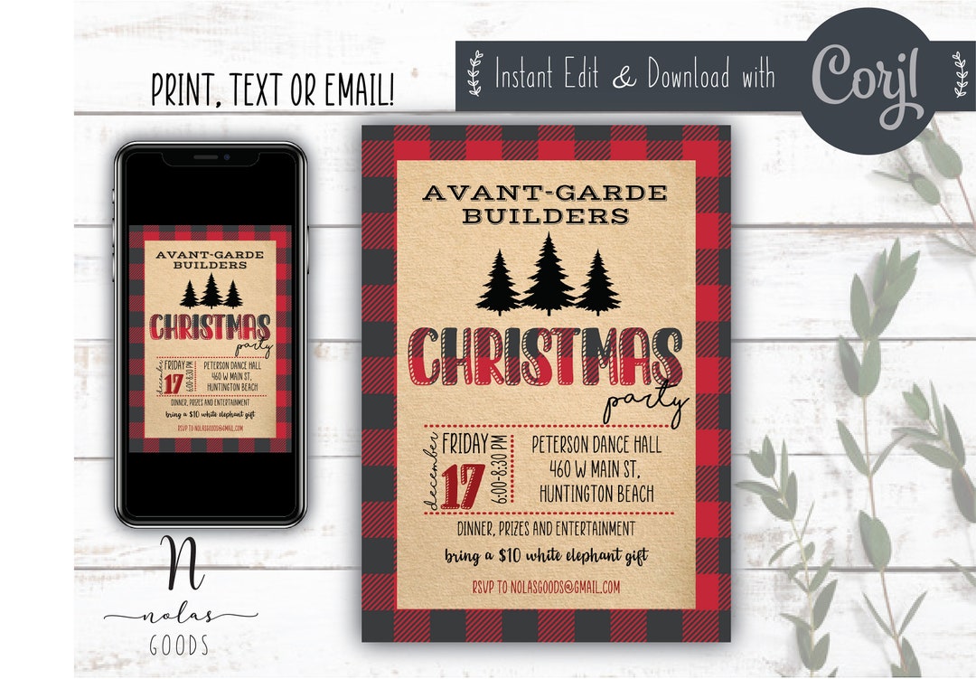Company Christmas Party Invitation, Work Party Invitation Digital ...