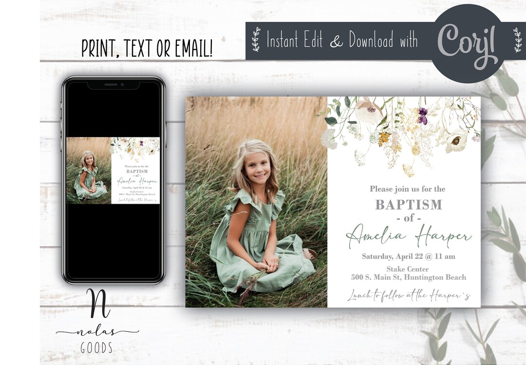 LDS Baptism Invitation Instant Download, LDS Baptism Invitation Girl ...