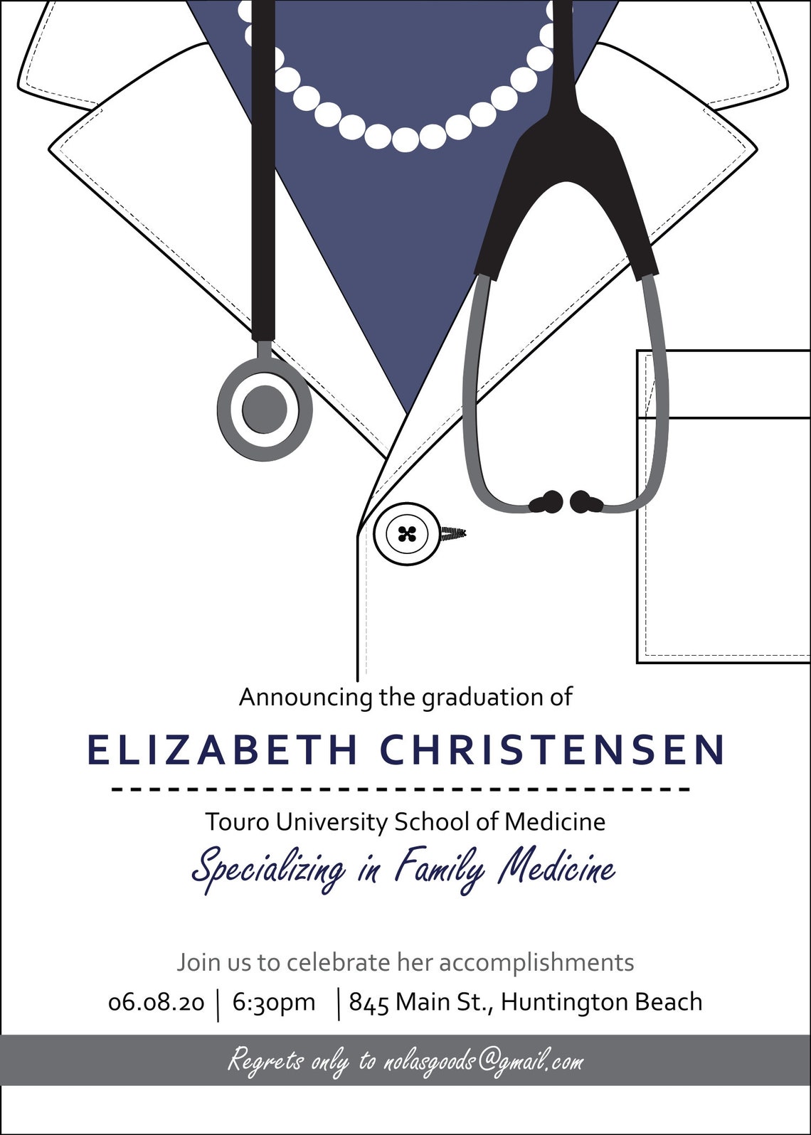 Medical School Graduation Invitation, Doctor Graduation Invitation ...