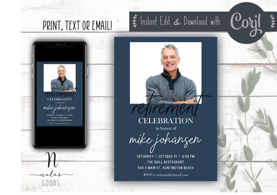 Retirement Invite for Man, Retirement Party Invitation Template ...