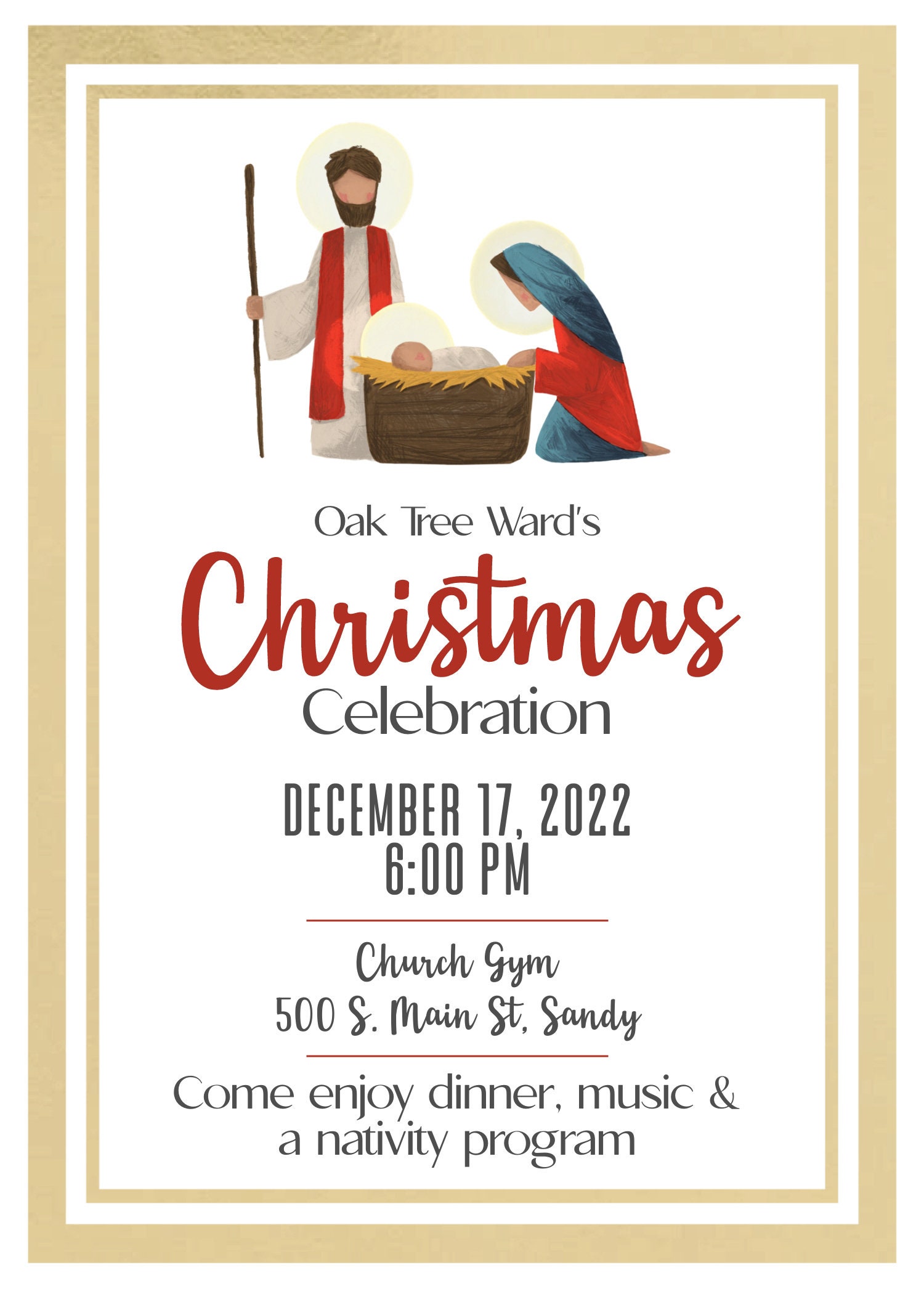 Ward Christmas Party Flyer, Nativity Invitation Printable, Kids ...
