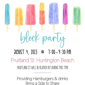 Block Party Invitation Flyer Printable, Summer Block Party Invitation ...