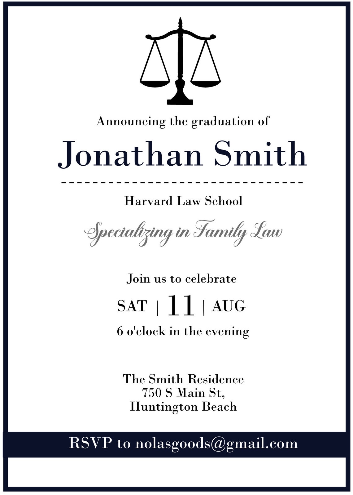 Law School Graduation Invitation Digital Law School - Etsy