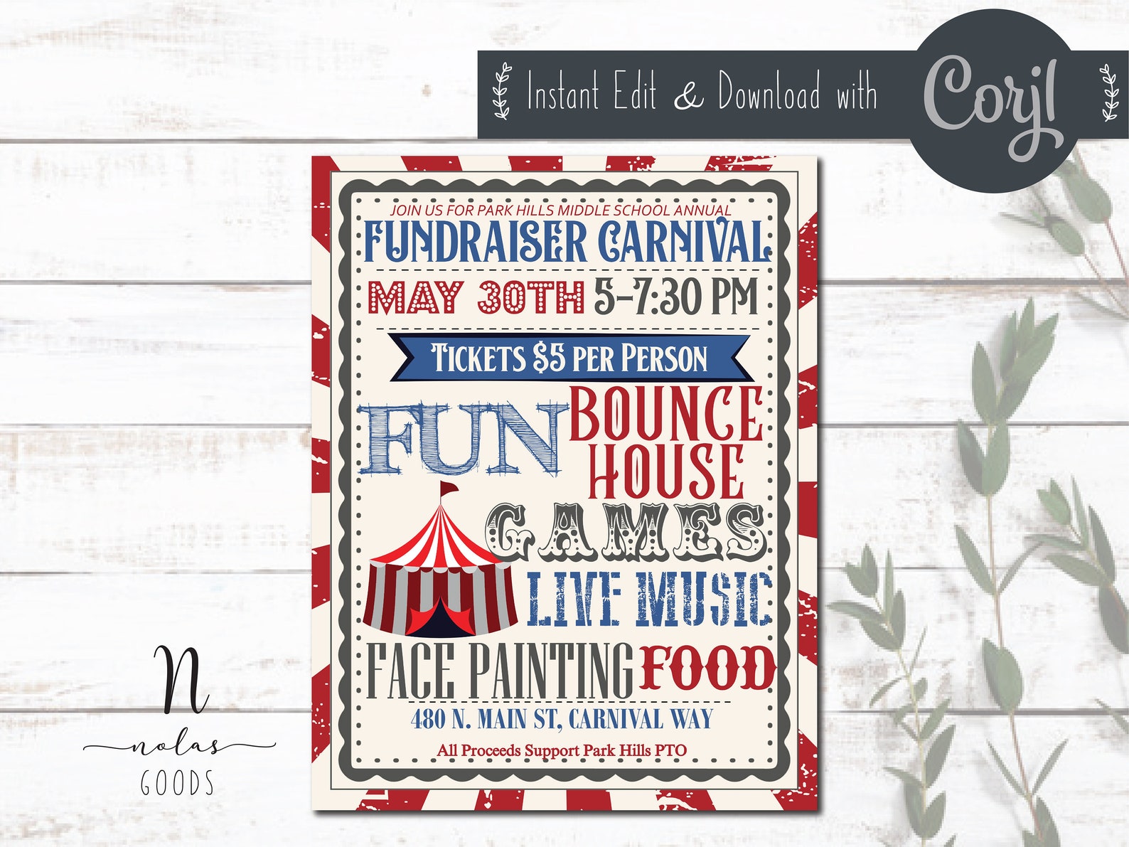 School Fundraiser Flyer Printable, School Carnival Invitation Digital ...