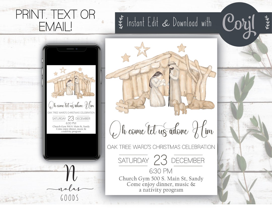 Ward Christmas Party Nativity, Kids Christmas Party Invite, LDS ...