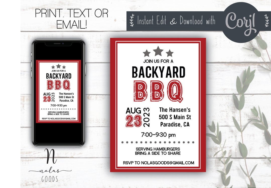 Backyard BBQ Invitation, Bbq Invitations Template Download, Summer BBQ ...