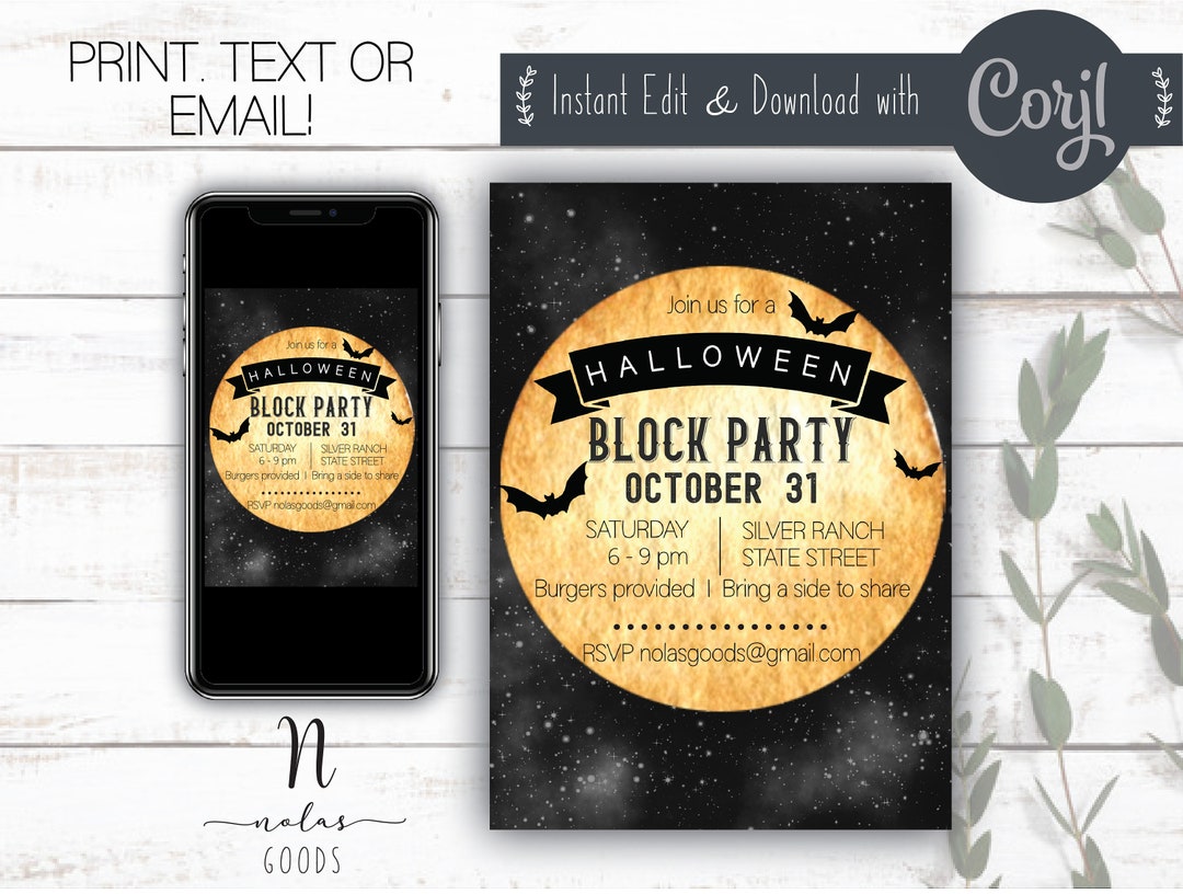 Halloween Block Party Invitation, Fall Block Party Invitation ...