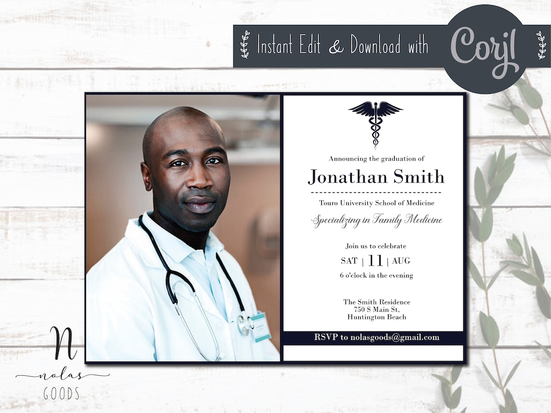 Medical School Graduation Invitation, Doctor Graduation Invitation ...
