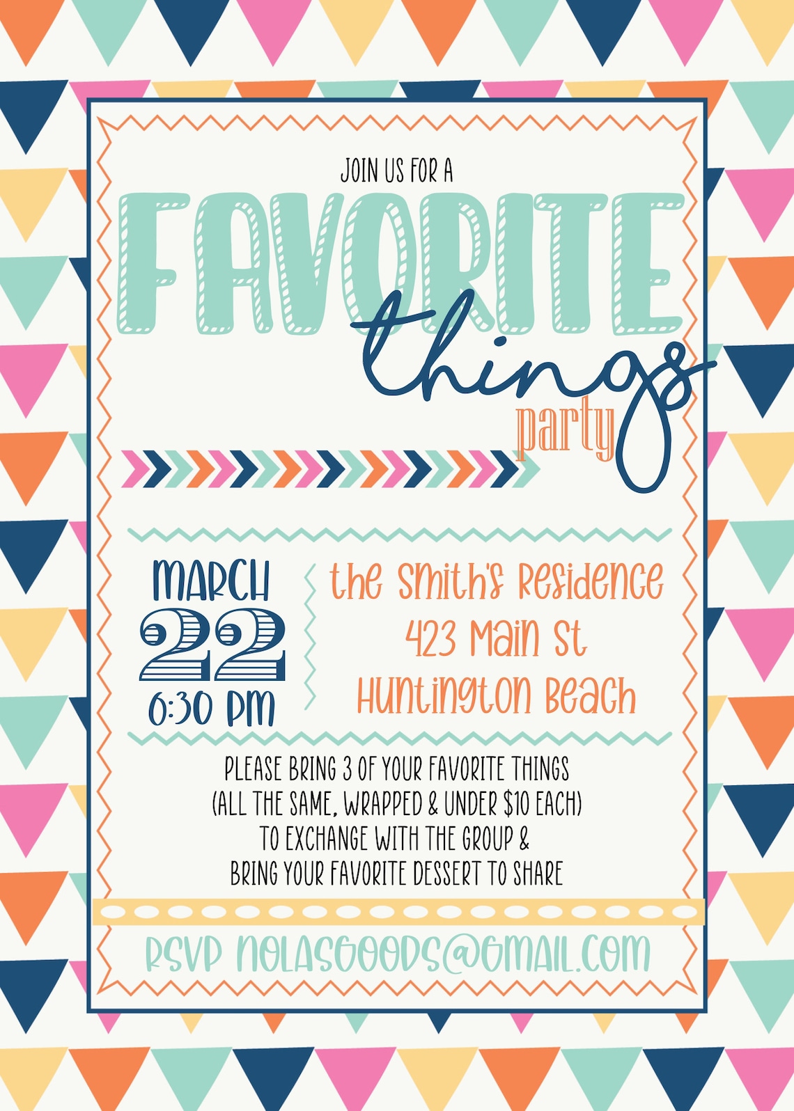 Favorite Things Birthday Party Invitation Favorite Things - Etsy