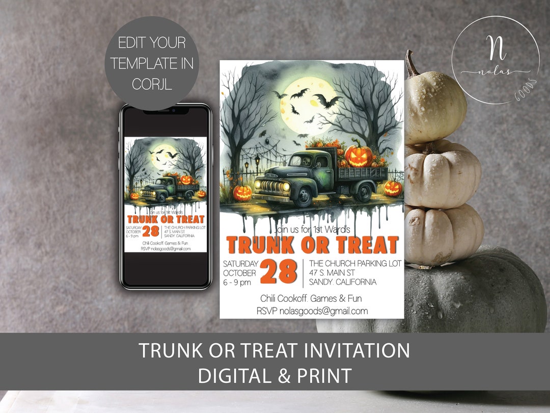 Editable Trunk or Treat, Trunk or Treat Flyer Church, Halloween Trunk ...