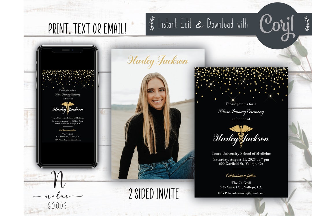 Nurse Pinning Ceremony Invitations, Nurse Graduation Invitation With ...