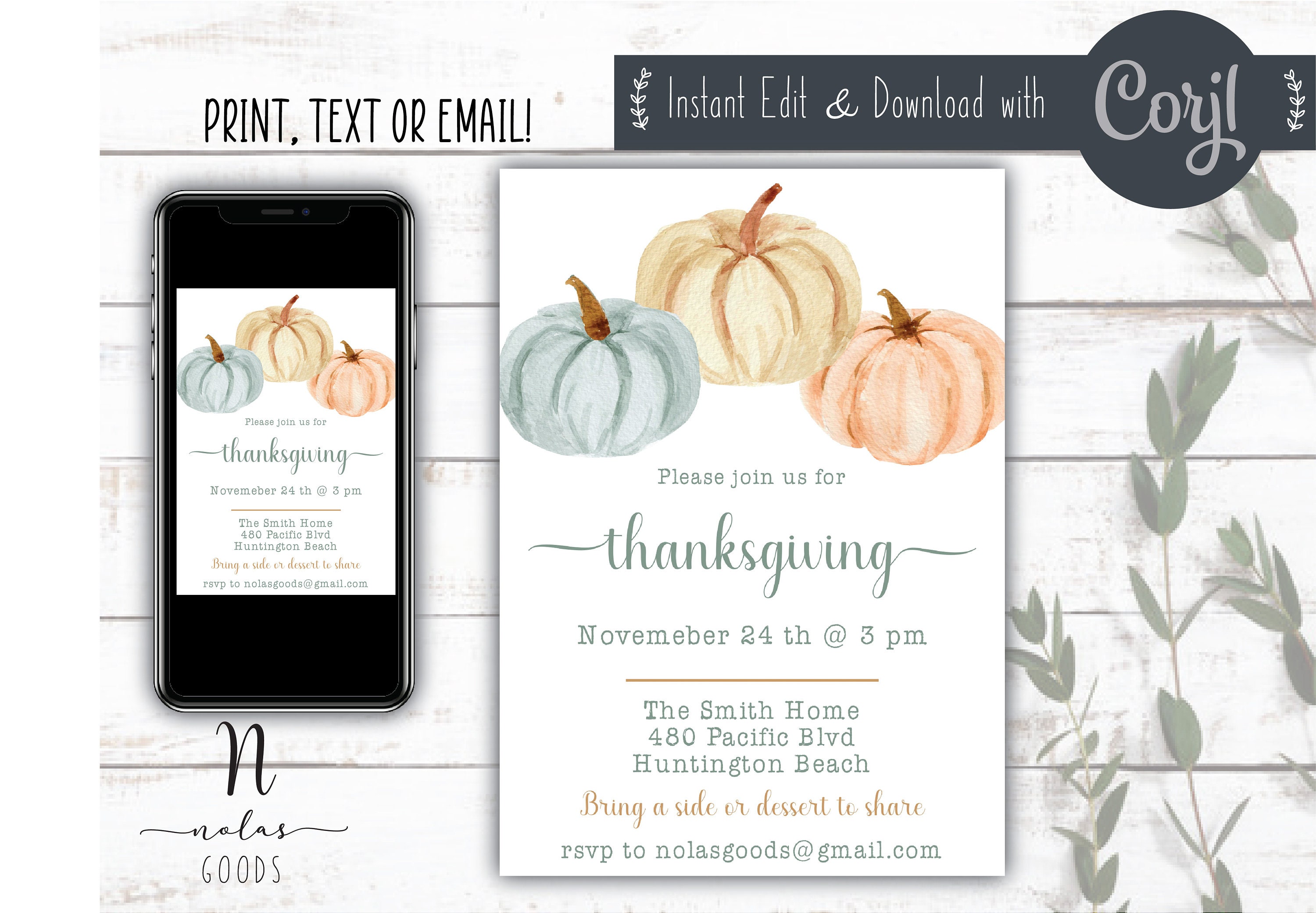 Editable Friendsgiving Invitation Template, Fall Dinner Invitation ...