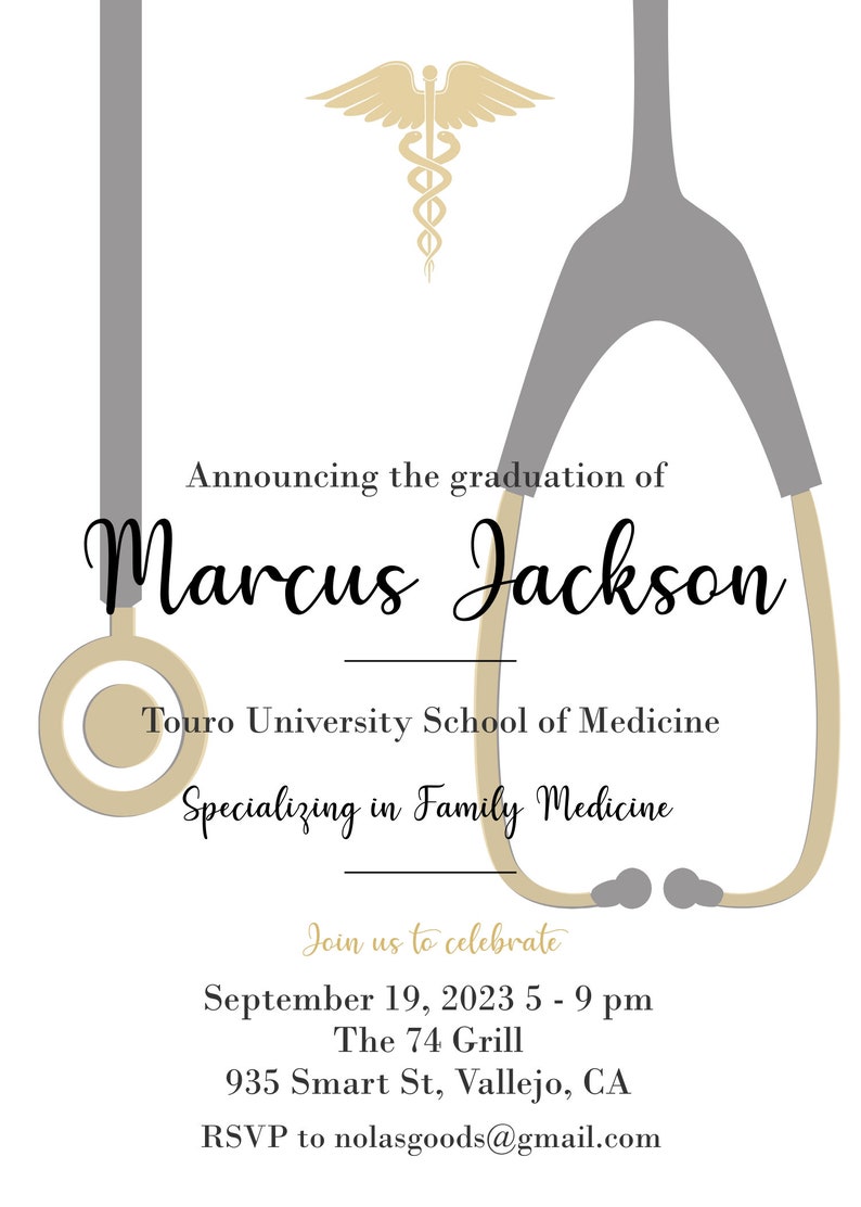 Medical School Graduation Invitation Doctor Graduation - Etsy