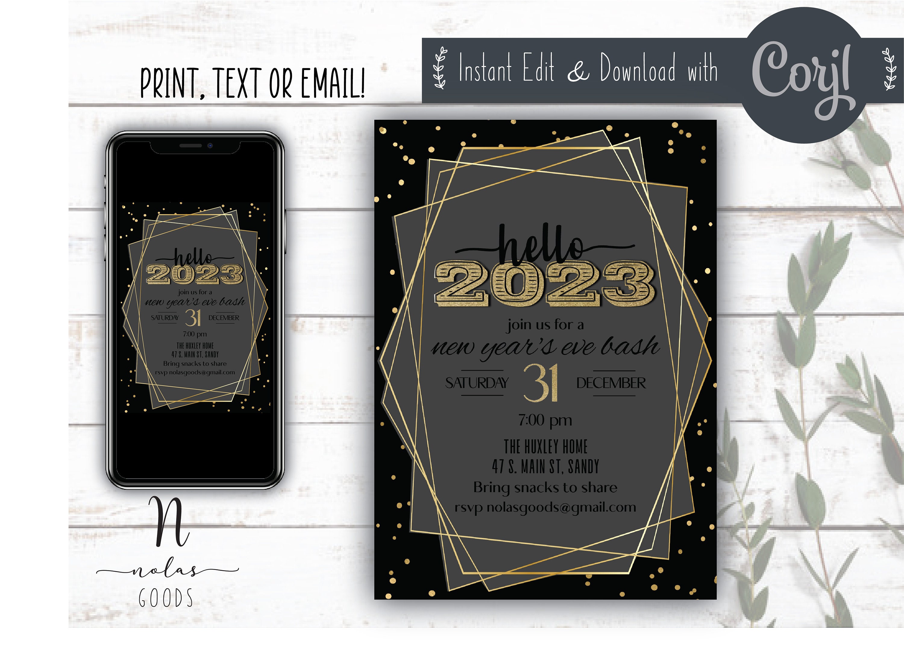 New Years Eve Party Invitation New Years Invitation Template - Etsy