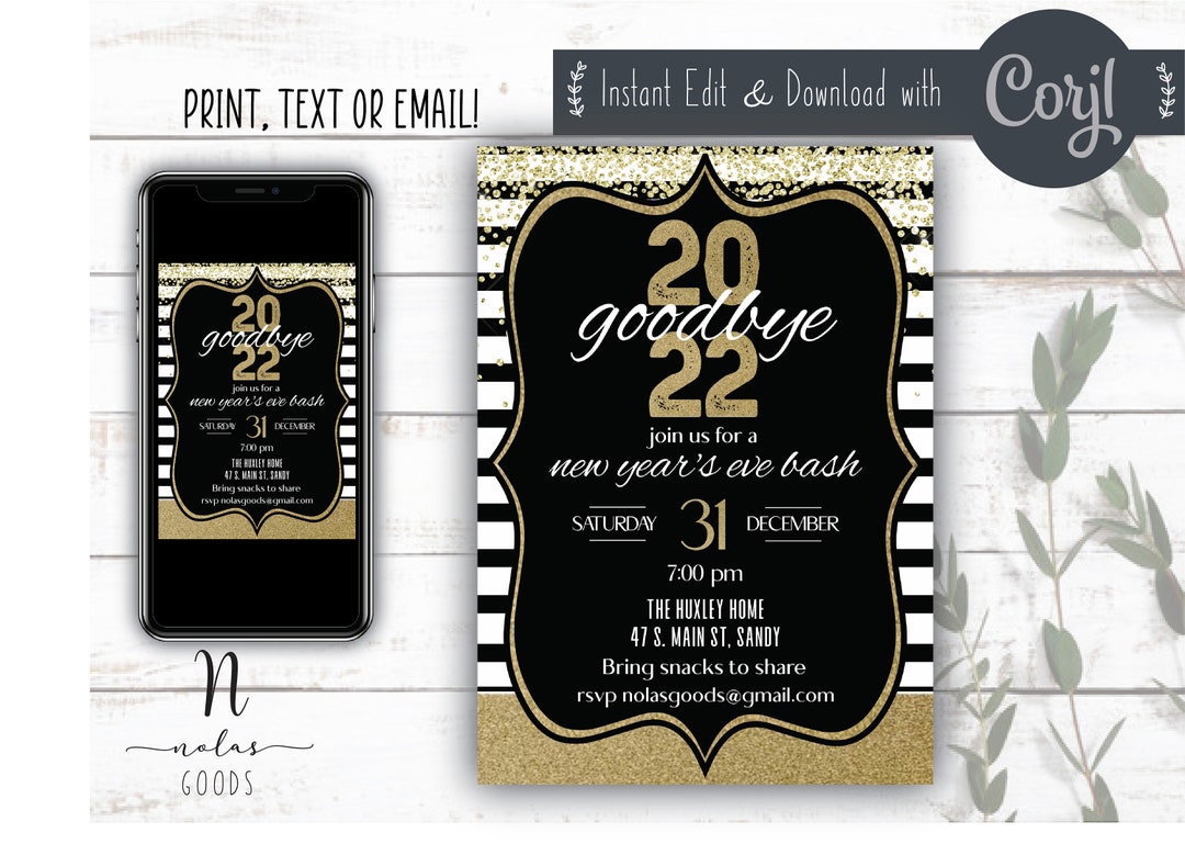 New Years Eve Party Invitation New Years Invitation Template - Etsy