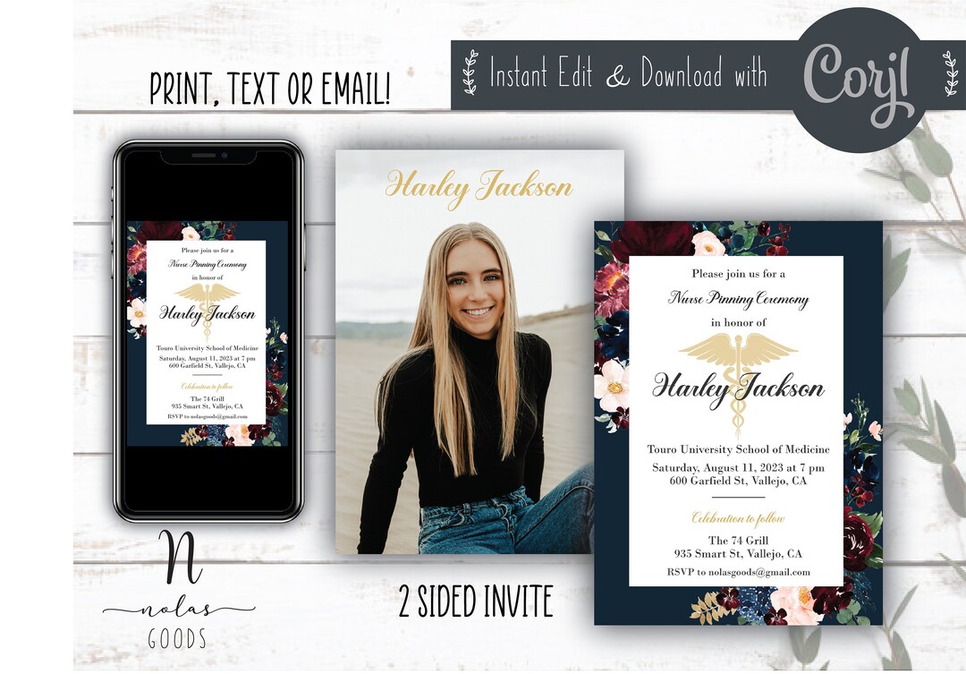 Nurse Graduation Invitation With Photo, Nursing School Graduation ...
