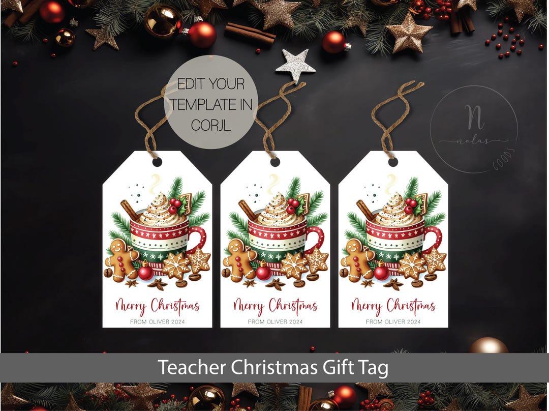 Teacher Christmas Tags, Christmas Teacher Gift Tag Printable, Teacher ...