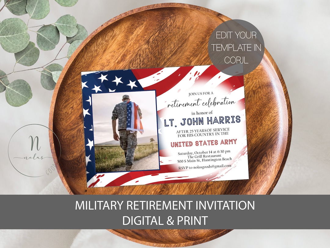 Military Retirement Invitation With Photo, Retirement Invitation ...