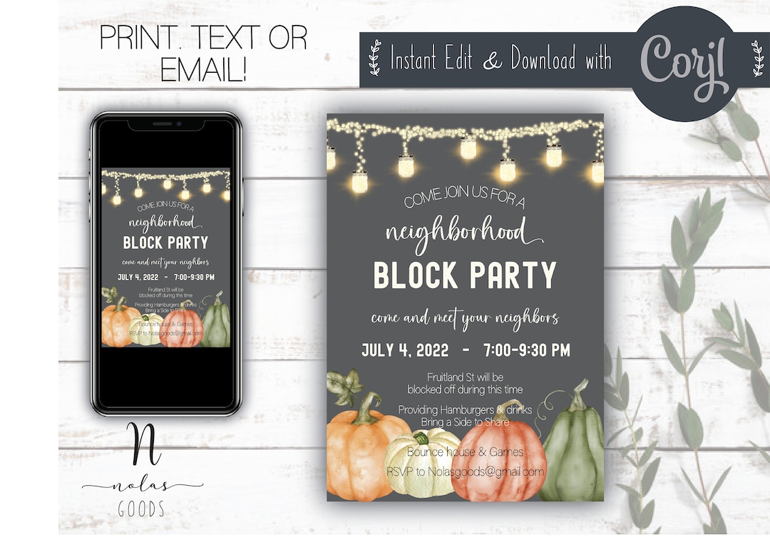 Fall Block Party Flyer Template, Fall Neighborhood Block Party ...