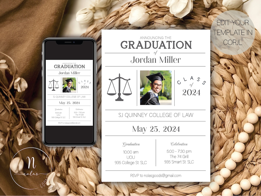 Law School Graduation Announcement, Law School Graduation Invitation ...