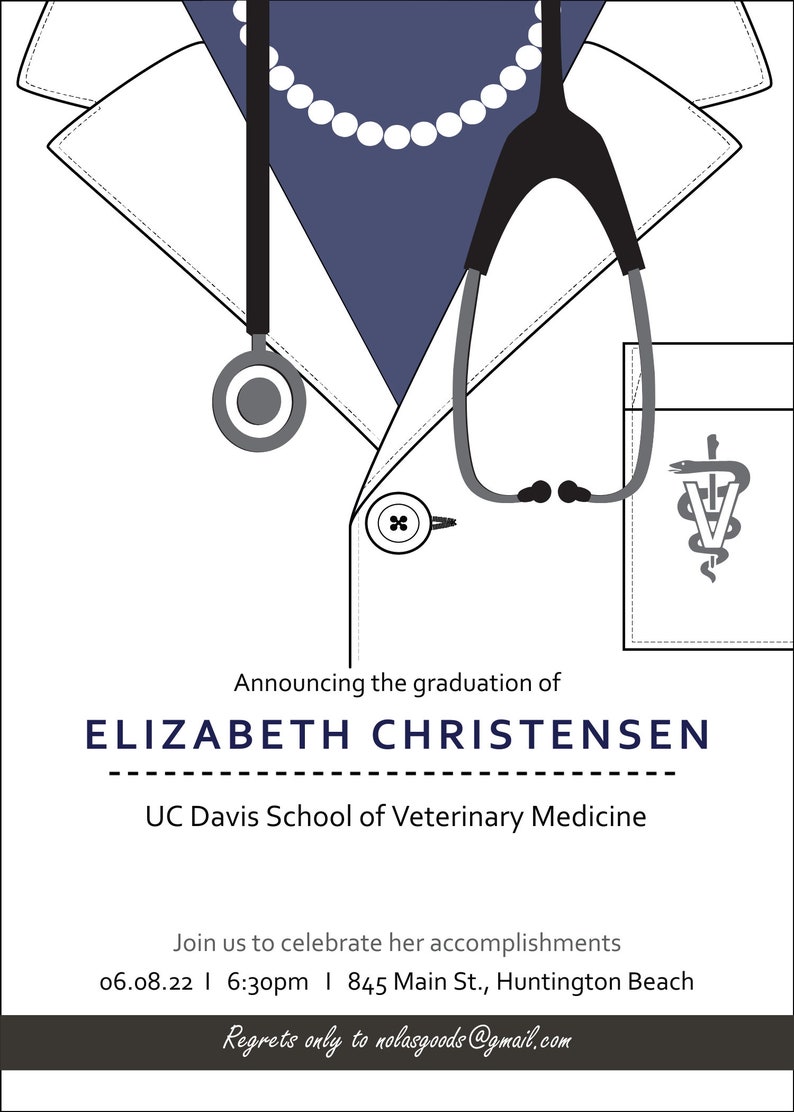 Veterinary School Graduation Invitation Template, DVM Graduation ...