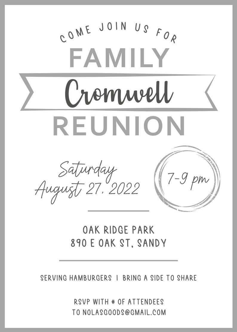Family Reunion Invite Template, Cousin Reunion Invitation Printable ...