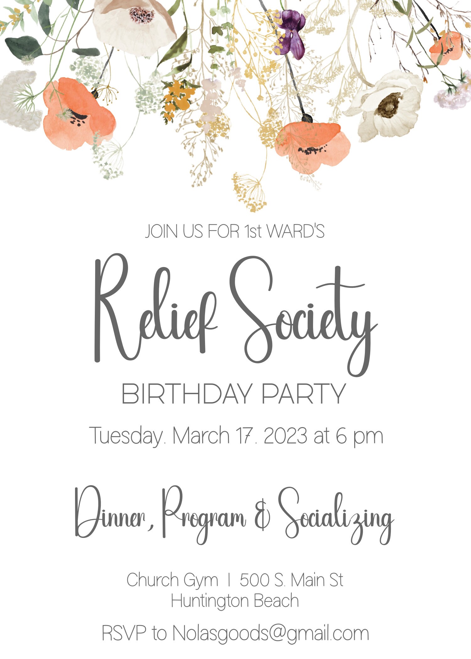 Relief Society Birthday Invite, LDS Relief Society Invite, Relief ...