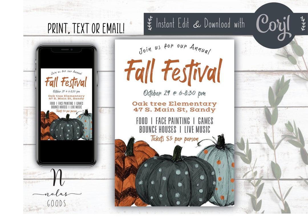Fall Festival Flyer Digital Download, School Festival Flyer Printable ...