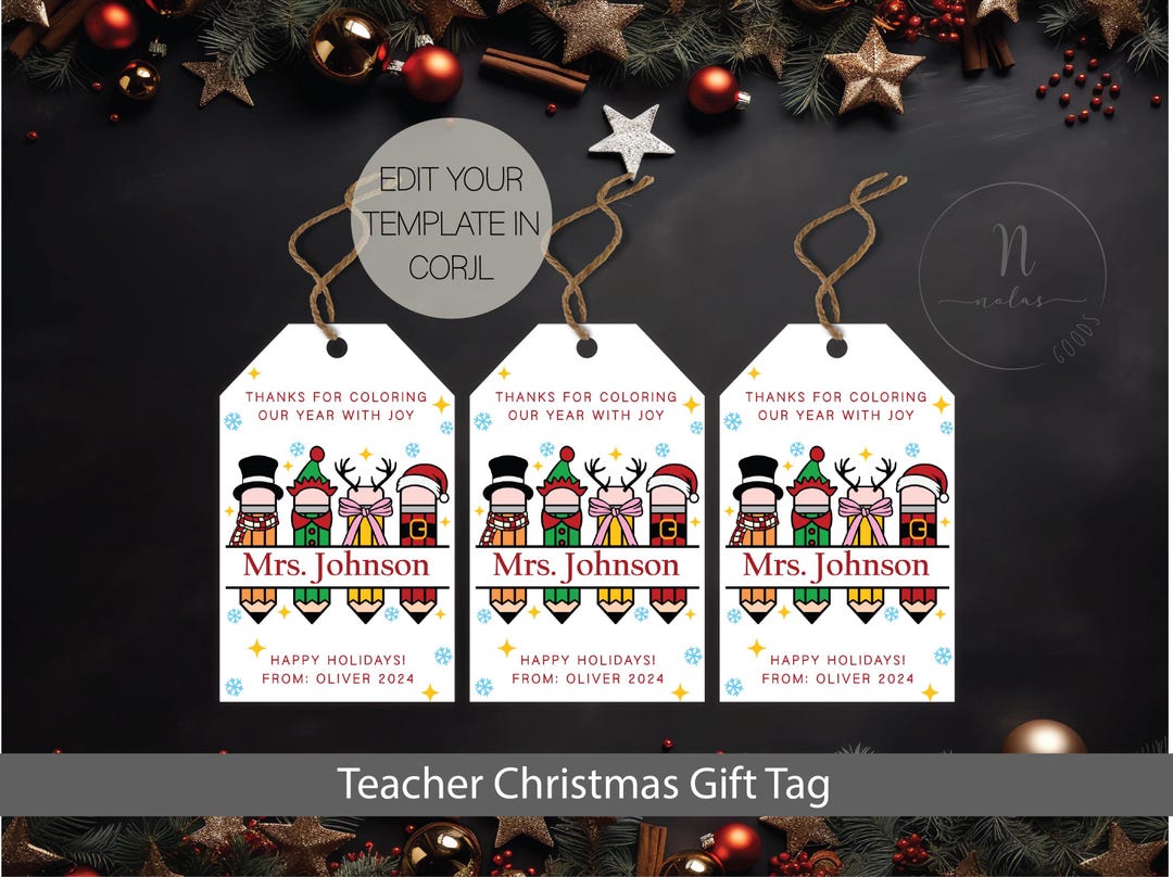 Christmas Teacher Gift Tag Printable, Teacher Christmas Tags, Teacher ...