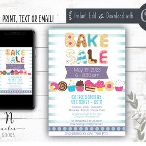Bake Sale Flyer Template, School Fundraiser Flyer Digital, PTO Flyers ...