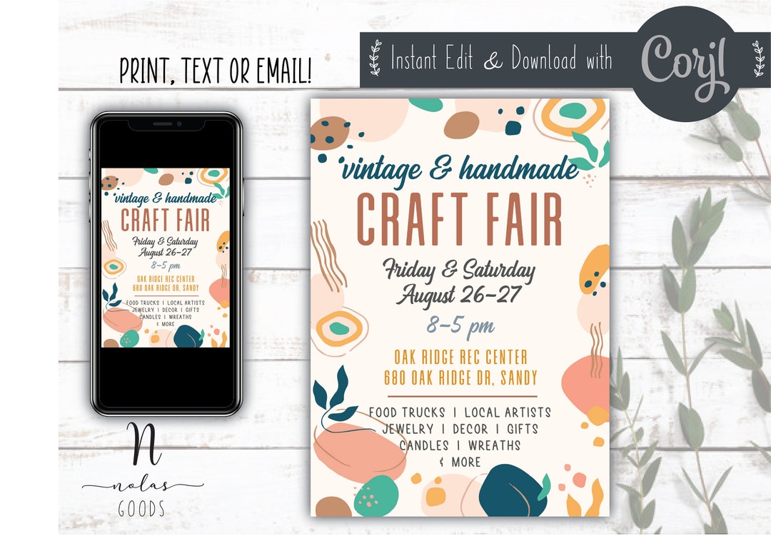 Craft Fair Flyer, Craft Show Flyer Template Download, Craft Fair Sign ...