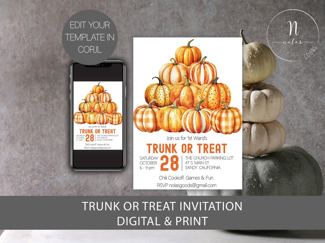 Halloween Trunk or Treat Posters 18x24, Editable Trunk or Treat, School ...