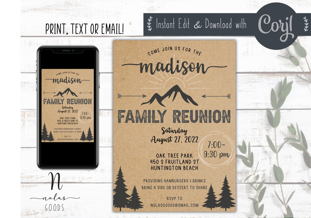 Family Reunion Invitation Customizable, Cousin Reunion Invite, Family ...
