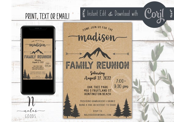 Family Reunion Invitation Customizable Cousin Reunion Invite - Etsy