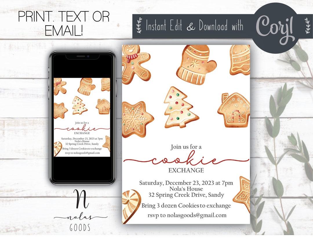 Christmas Cookie Exchange Invitation, Cookie Swap Invitation Template ...