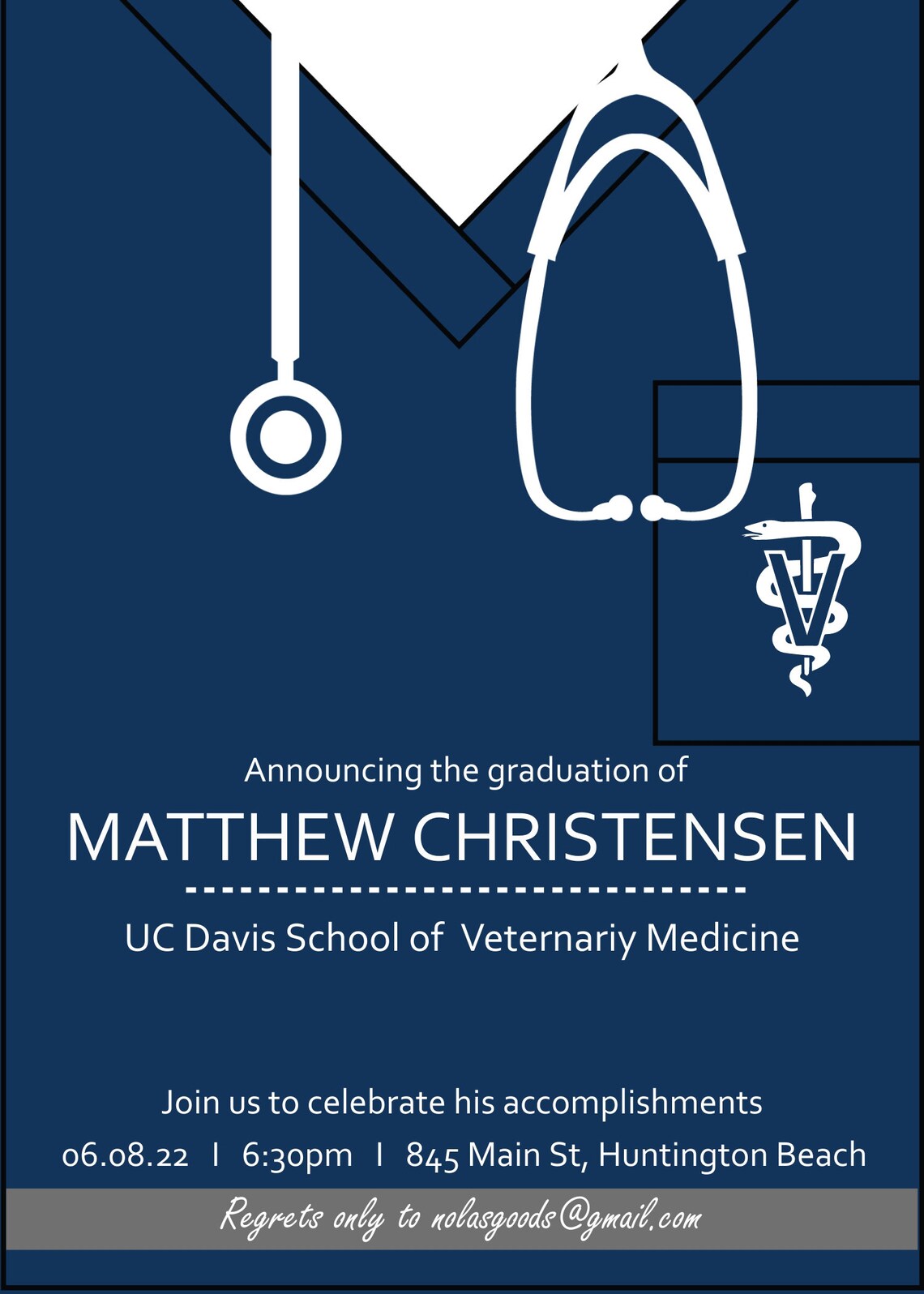 Veterinary School Graduation Invitation Digital Veterinarian | Etsy