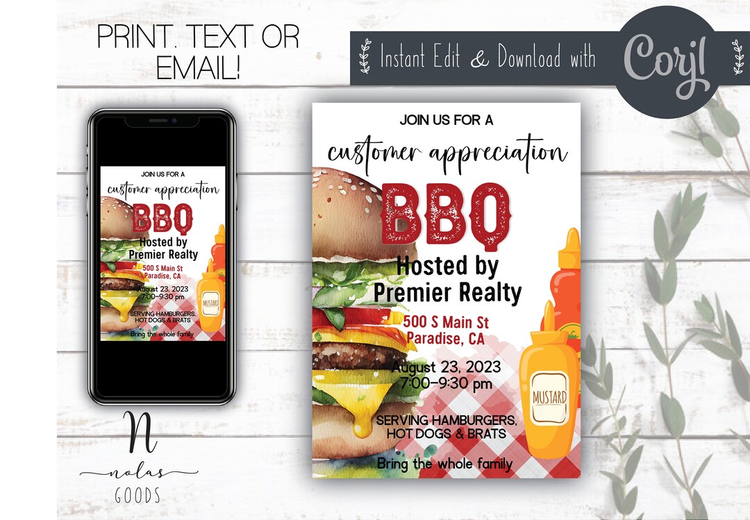 Appreciation BBQ Party Invitation, Customer Appreciation Invitation ...