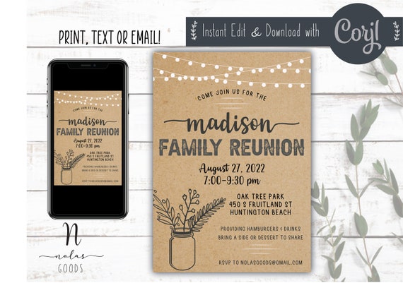 Family Reunion Invitation Customizable Cousin Reunion Invite - Etsy