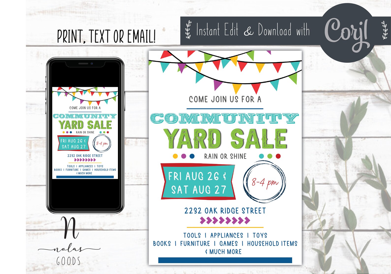 Community Yard Sale Flyer Printable, Neighborhood Garage Sale Flyer ...