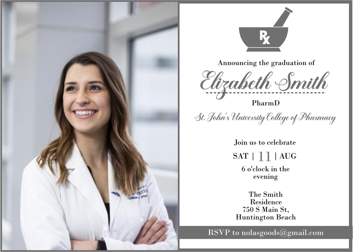 Pharmacy Graduation Invitation Pharmacy School Graduation | Etsy