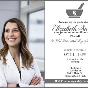 Pharmacy Graduation Invitation, Pharmacy School Graduation Announcement ...
